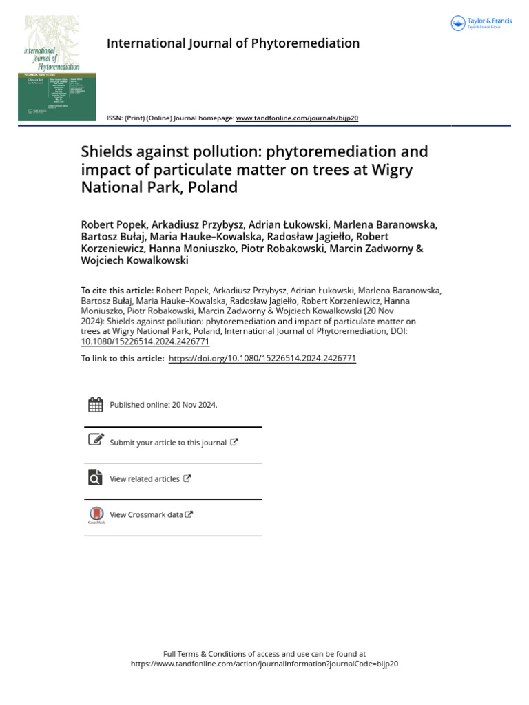 Shields Against Pollution - Phytoremediation | PDF | Particulates