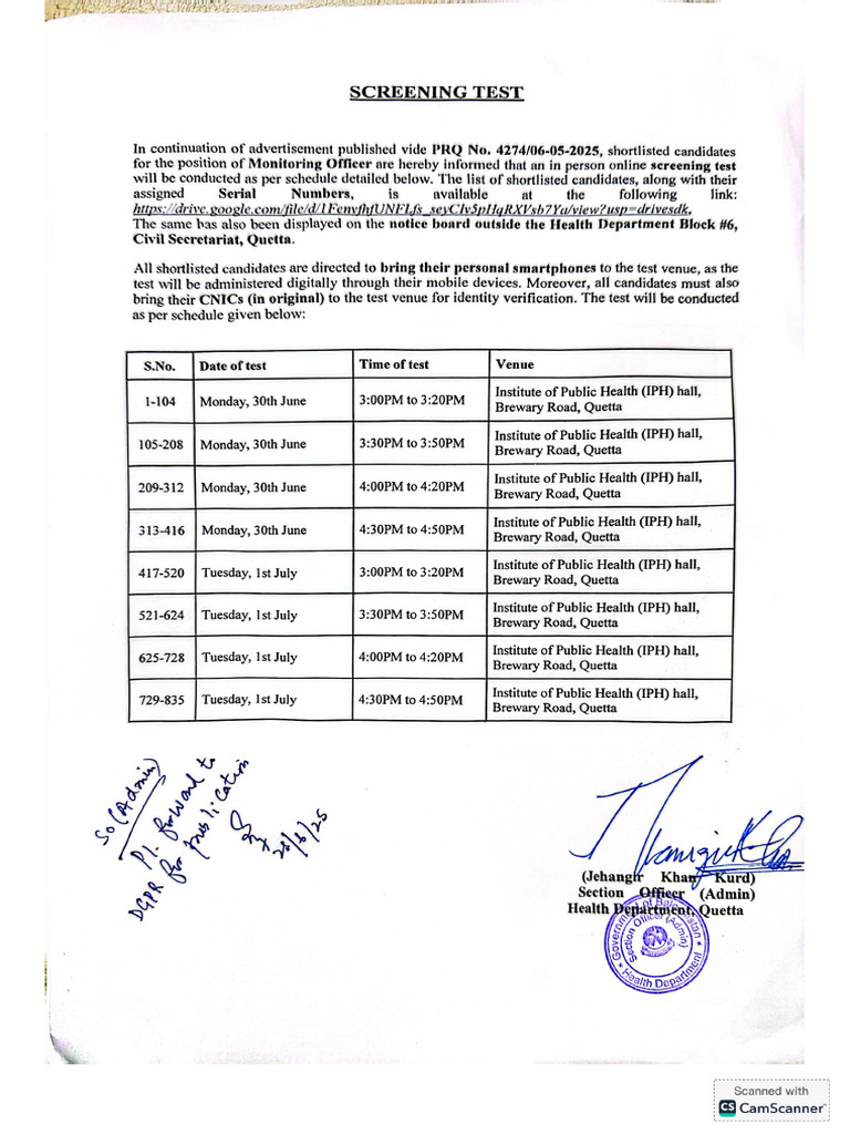 Monitoring Officers Recruitment Test | PDF
