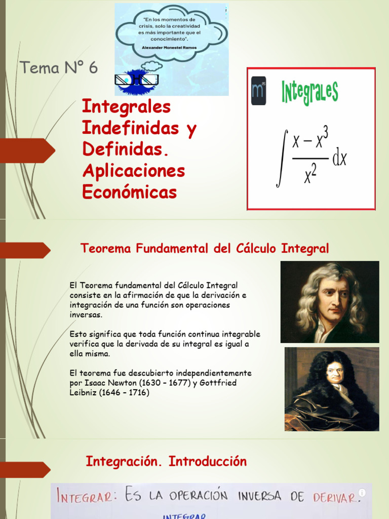 Diapositivas Tema 6 Integrales Definidas e Integrales Indefinidas. Aplicaciones A La Economía ...