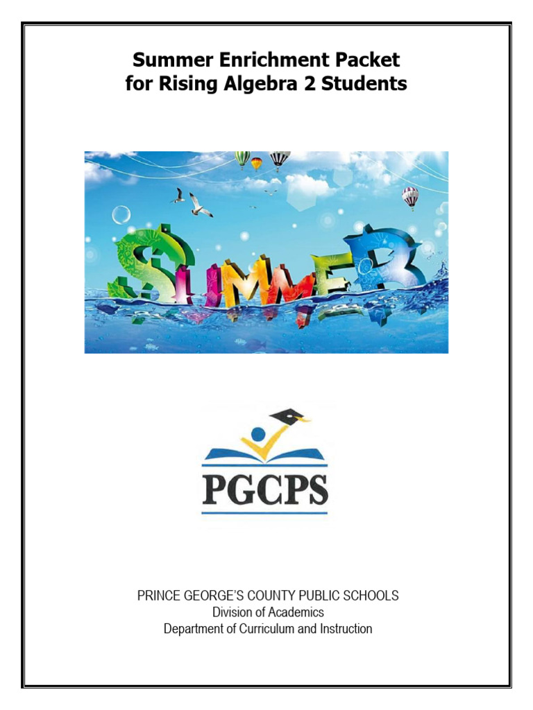 Algebra 2 Summer Enrichment Packet | PDF | Quadratic Equation ...