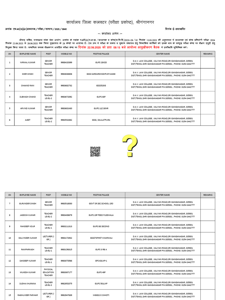 Invigilator Duty 250620 221525 | PDF