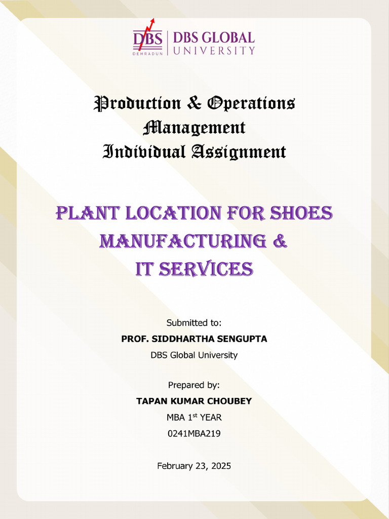 Tapan Choubey - 0241MBA219 - POM Individual Assignment | PDF | Infrastructure | Transport