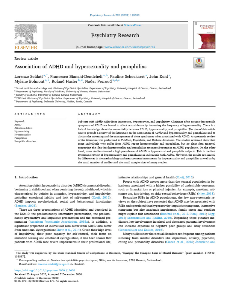 10 1016@j Psychres 2020 113638 | PDF | Attention Deficit Hyperactivity Disorder | Abnormal ...