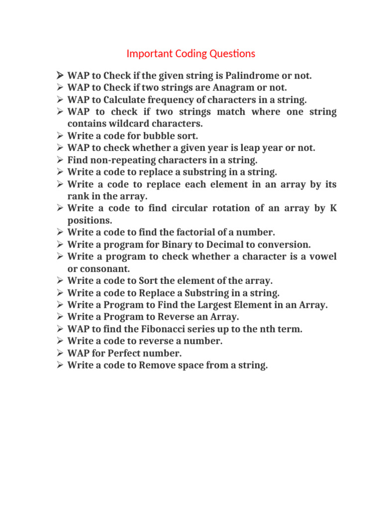 Important Coding Questions (1) | PDF