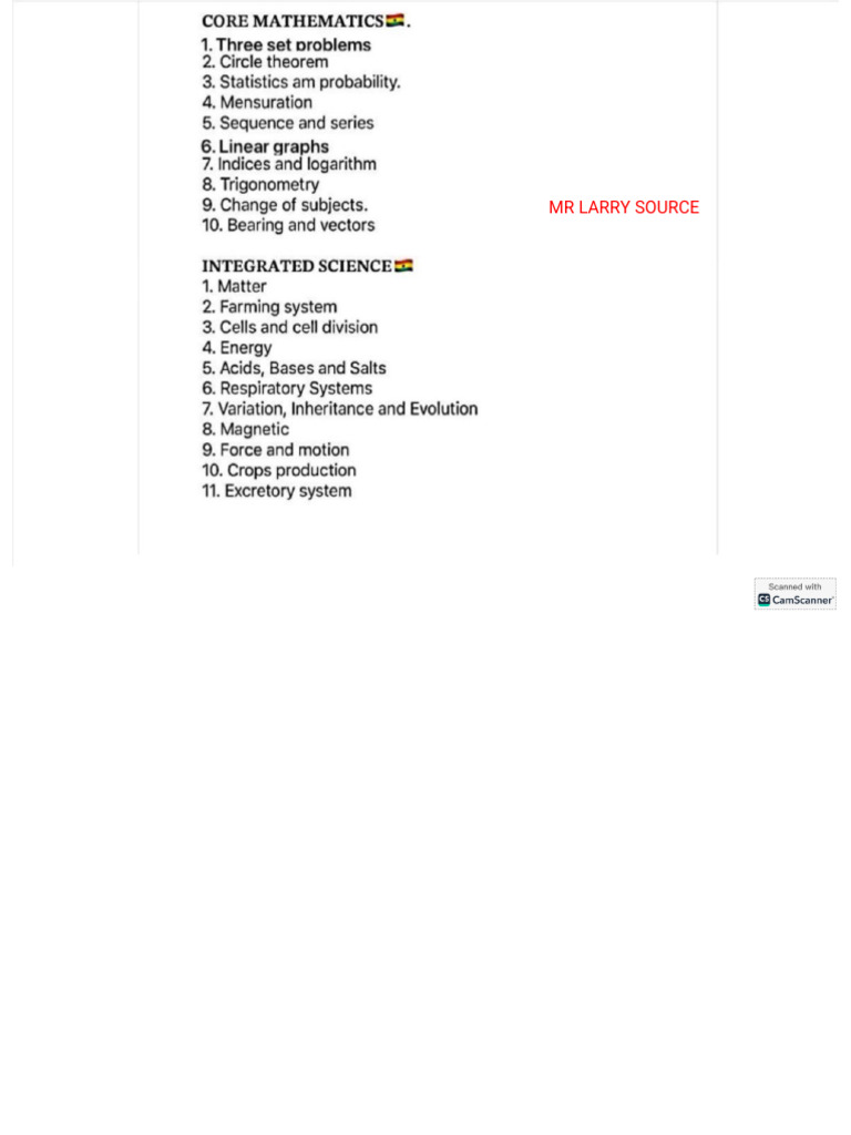 2025 Wassce Confirm Topics | PDF
