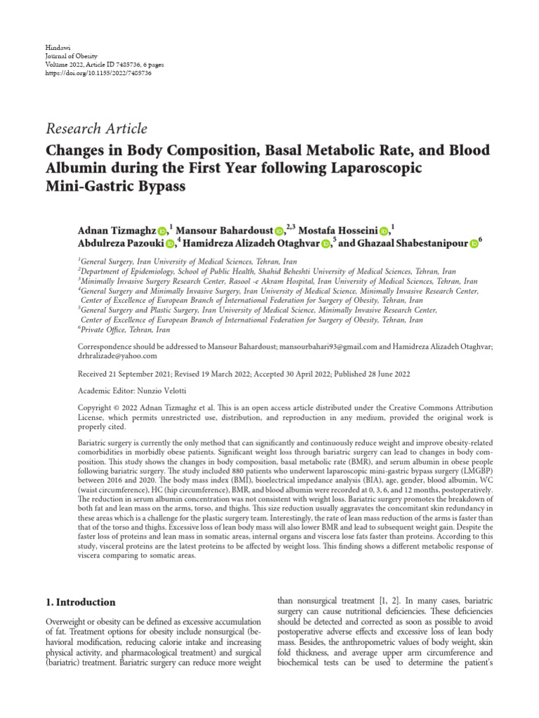 Body Composition Changes Post-Gastric Bypass | PDF | Bariatric Surgery ...