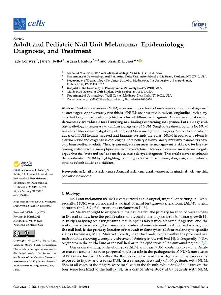 Adult and Pediatric Nail Melanoma | PDF