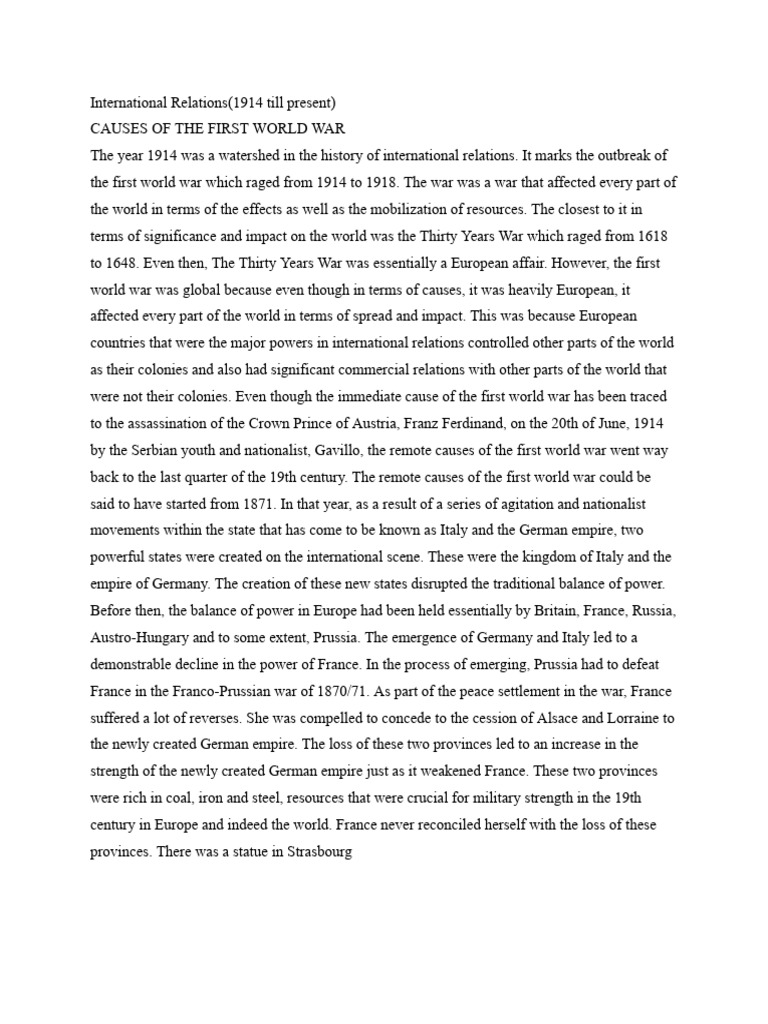 Causes of World War I Explained | PDF | German Empire | World War I