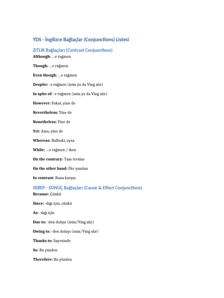 YDS Baglac Listesi | PDF