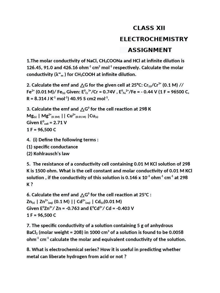 Electrochemistry | PDF