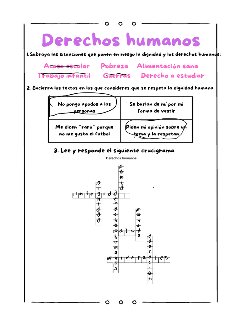 Derechos Humanos Hoja de Trabajo 2 | PDF