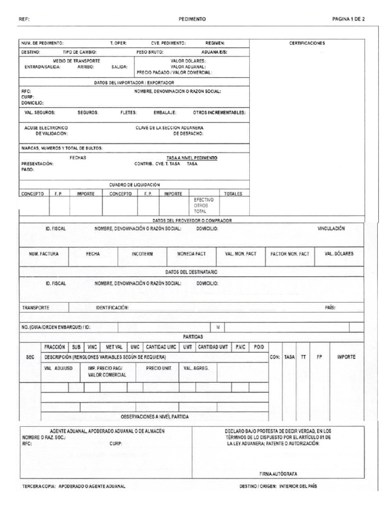 Pedimento en Blanco | PDF