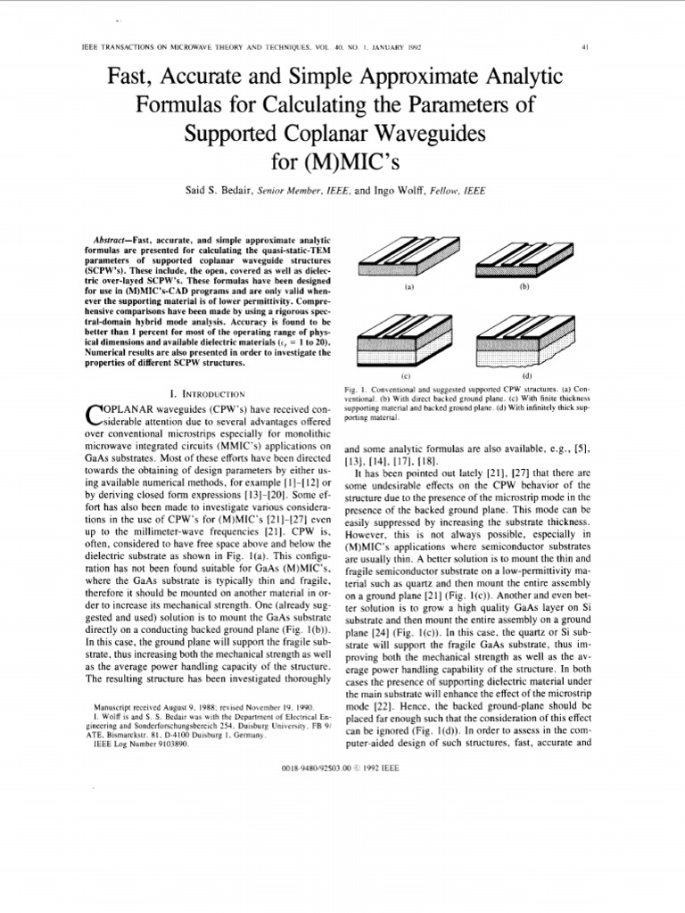Analytic Formulas for Coplanar Waveguides | PDF | Waveguide | Gallium ...