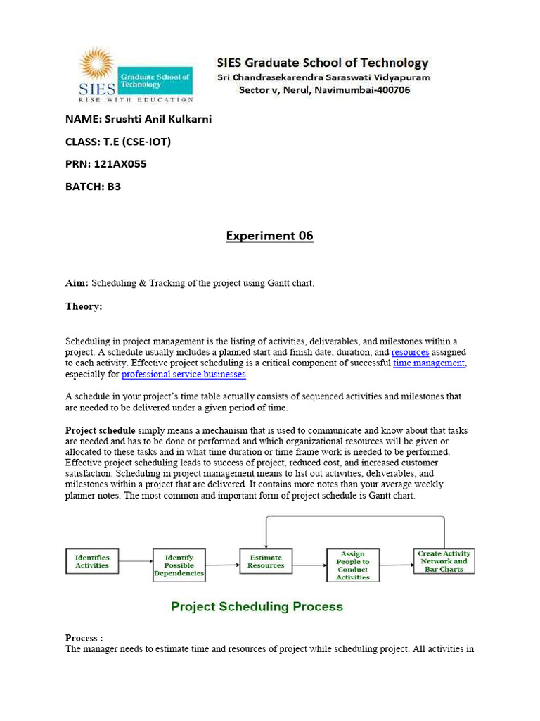 Srushti Anil Kulkarni - 121AX055 - SE EXP 6pdf | PDF | Project Management | Business