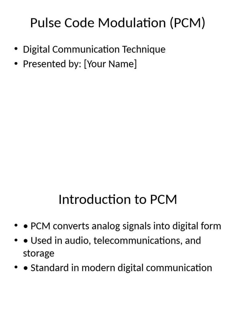 Pulse Code Modulation Presentation | PDF
