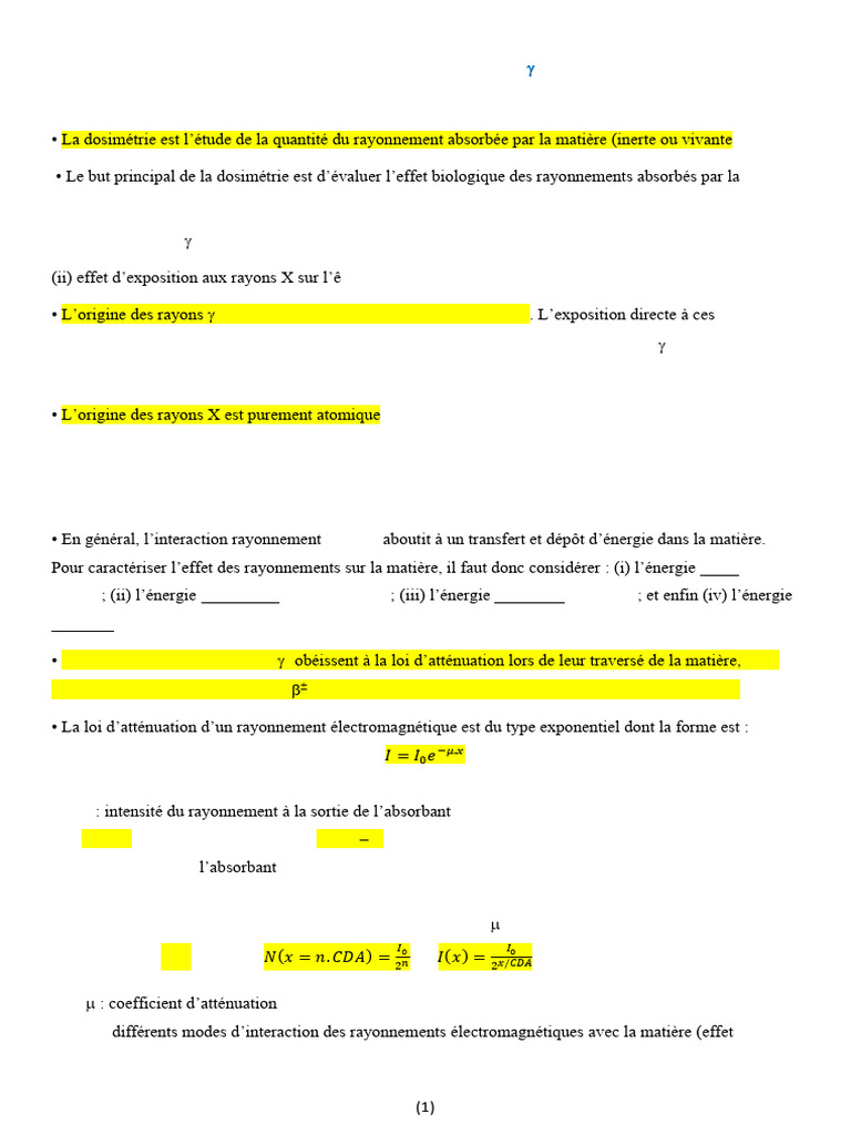 Dose absorbée en dosimétrie X et γ | PDF | Dose absorbée | Rayonnement ...