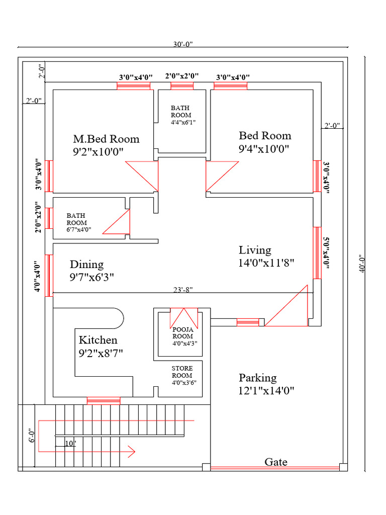 30x40 East Face Home Plan | PDF