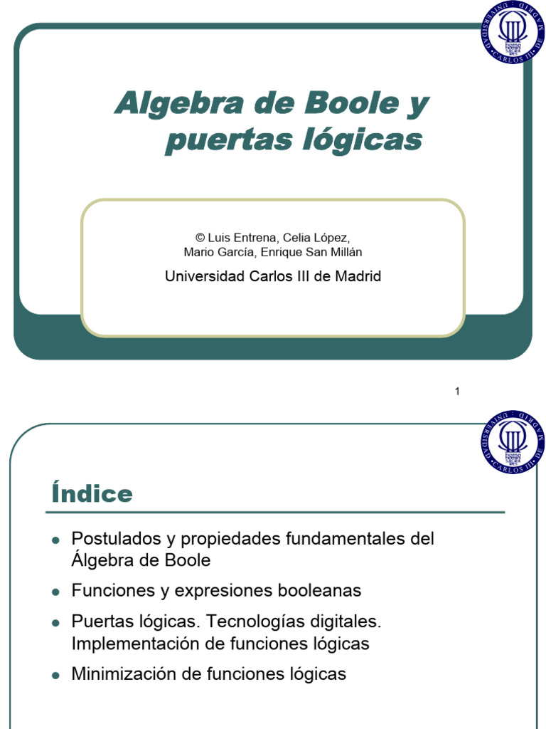 Algebra de Boole y | PDF | Álgebra de Boole | Enseñanza de matemática