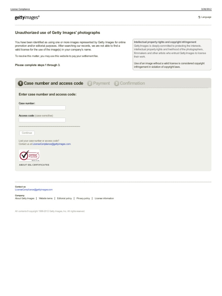 Getty Images License Compliance: Payment Login Screen Shot | PDF | Law