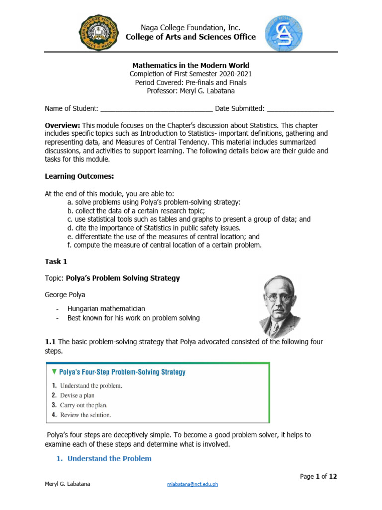 MMW Module Semi and Finals | PDF | Mode (Statistics) | Summation