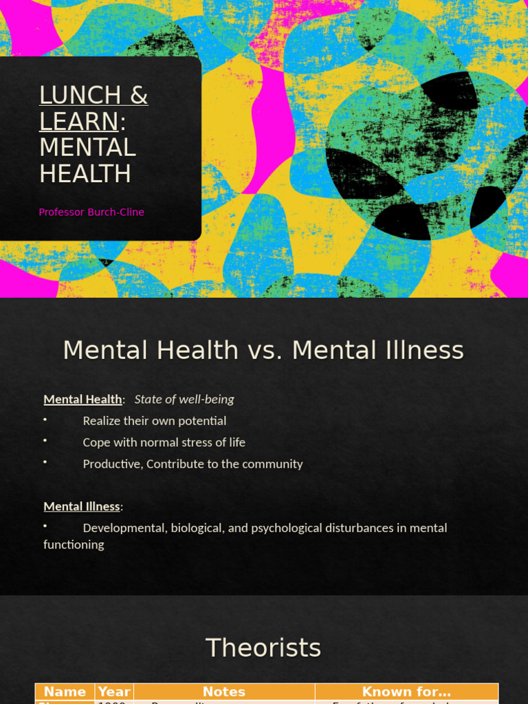 Birch-Cline LUNCH & LEARN Mental Health Powerpoint | PDF | Personality ...