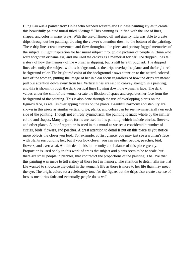 Art Analysis Paper | PDF | Paintings | Plastic Arts