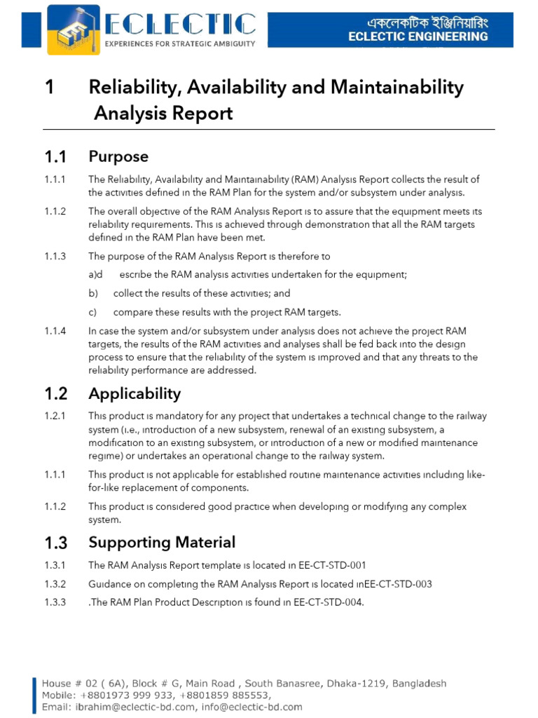 RAM Analysis Report Overview | PDF | Reliability Engineering | System