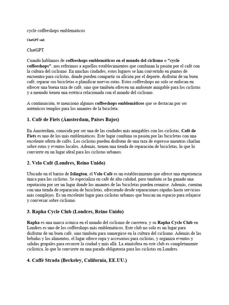Cycle Coffeeshops Emblematicos | PDF | Sustentabilidad | café
