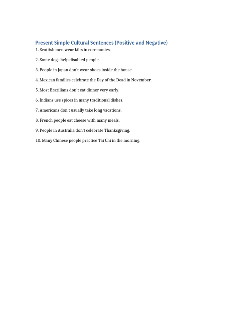 Cultural Sentences With Options | PDF