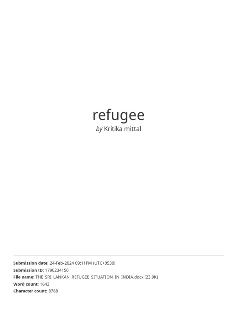 Refugee | PDF
