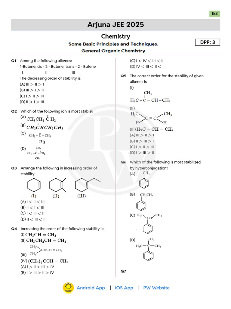 Some Basic Principles and Techniques - General Organic Chemistry - DPP 03 (Of Lec 04) - Arjuna ...