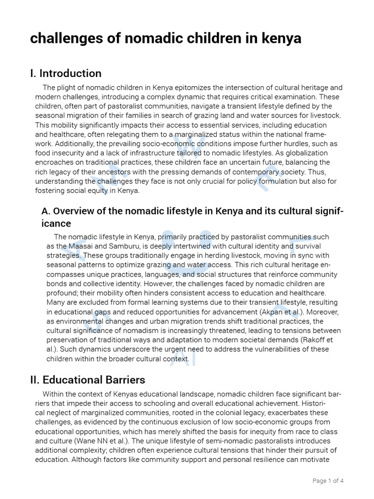 Challenges of Nomadic Children in Kenya | PDF | Pastoralism | Poverty