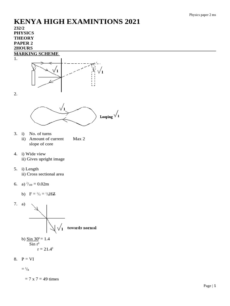 2021 PHY Ms p2 Kenya High Mock Teacher - Co .Ke | PDF | Electricity | Electric Charge
