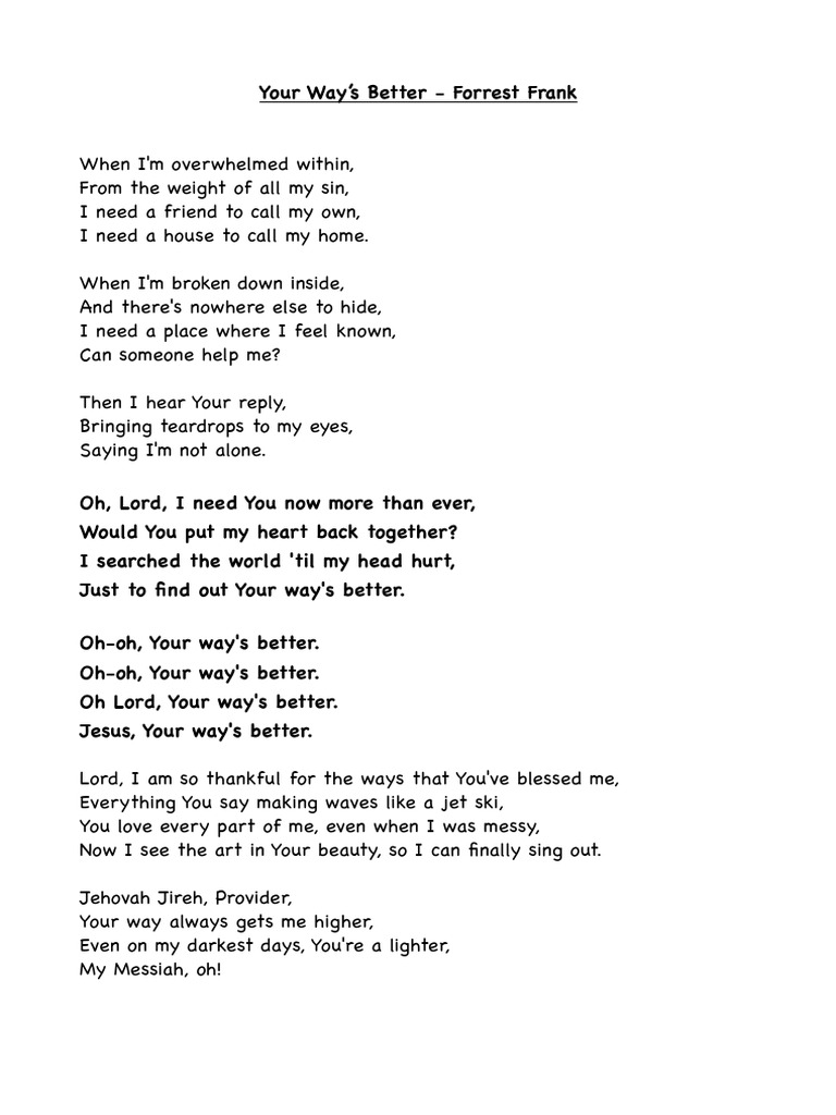 Your Way's Better - Lyrics | PDF