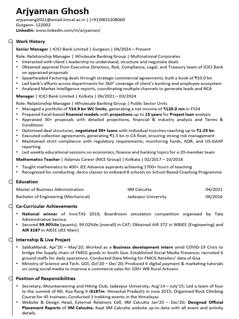 Arjyaman Resume Jan 2025 | PDF | Banks | Business