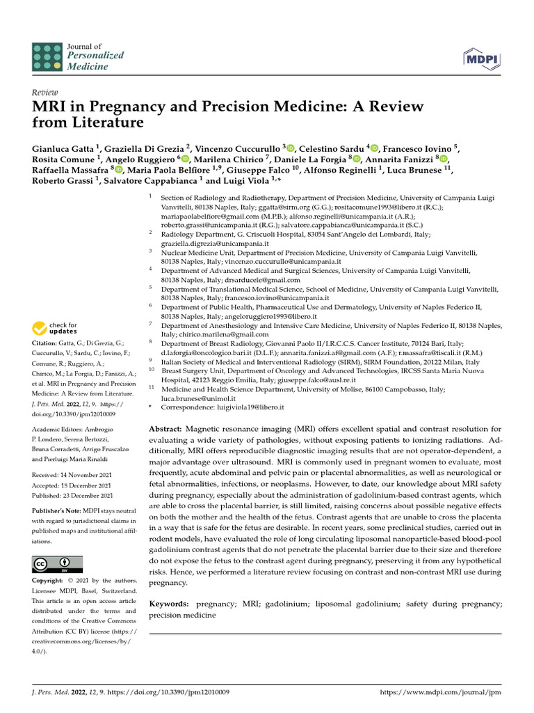 JPM 12 00009 v2 | PDF | Pregnancy | Magnetic Resonance Imaging