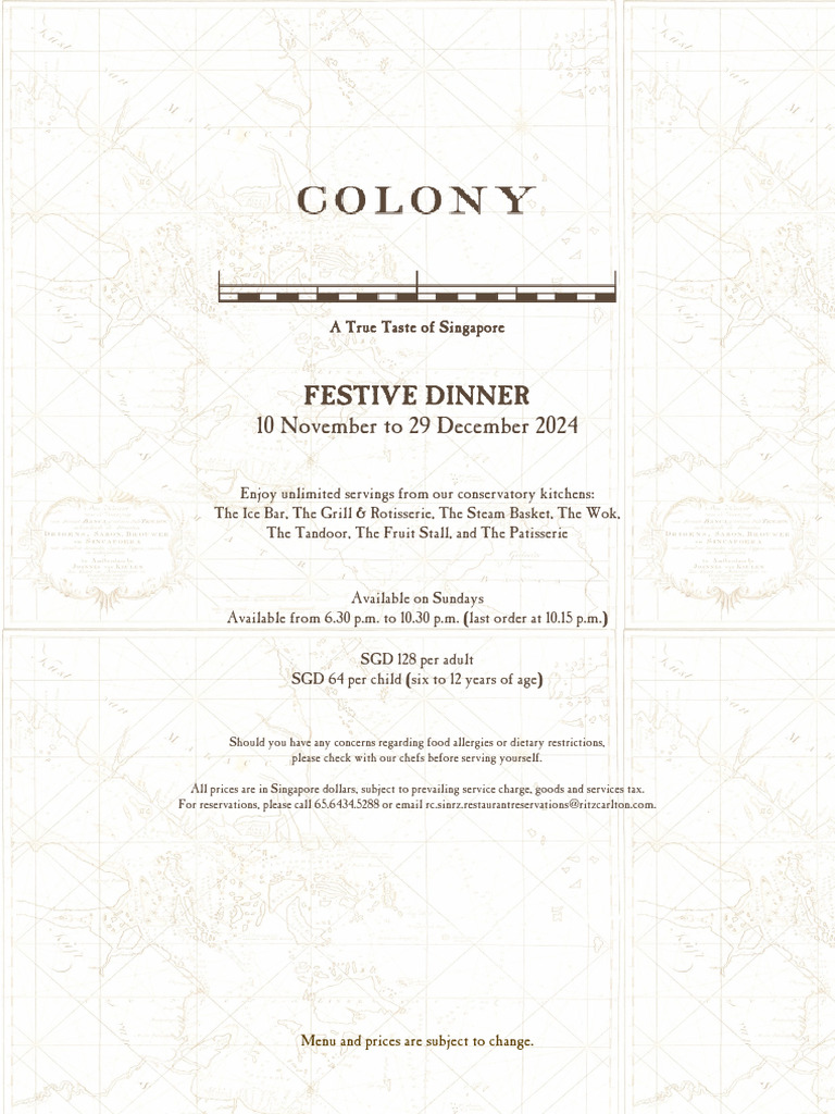 Colony Festive Dinner Menu 2024 | PDF | Sauce | Desserts