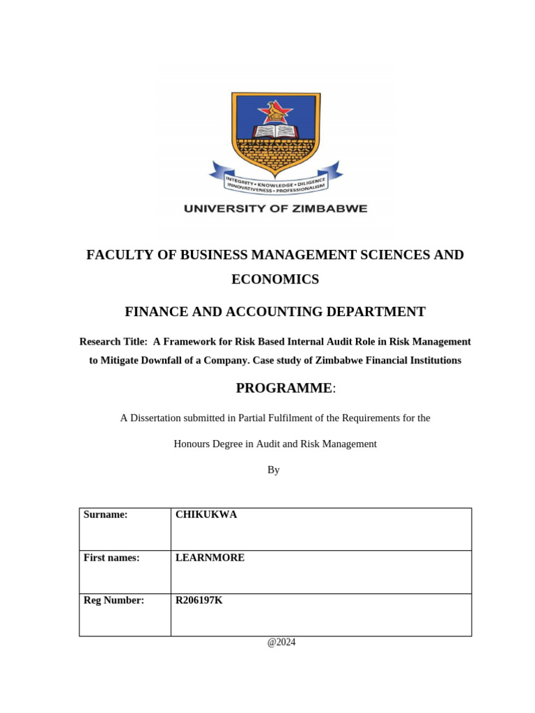 Chikukwa Learnmore R206197K | PDF | Internal Audit | Risk Management