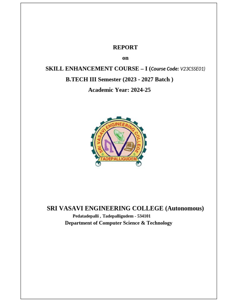 Skill Enhancement Course-1 Document Format - CST | PDF