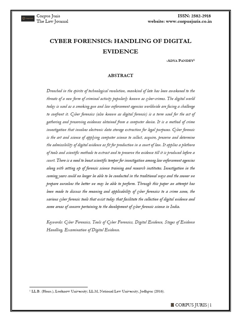 Cyber Forensics - Handling of Digital Evidence | PDF | Computer Forensics | Digital Forensics