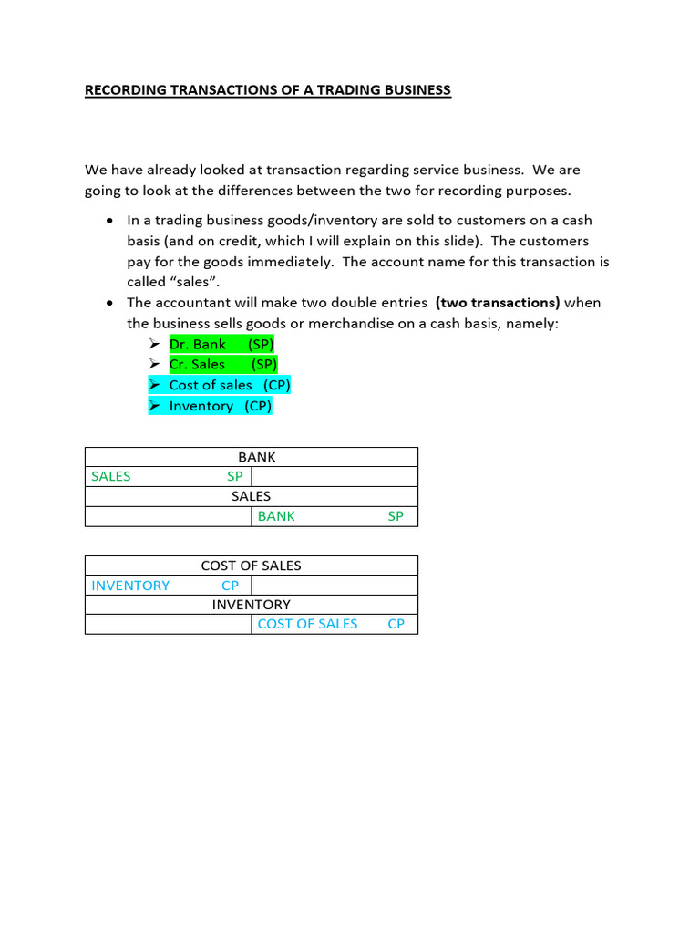4 Recording Transactions of A Trading Business | PDF
