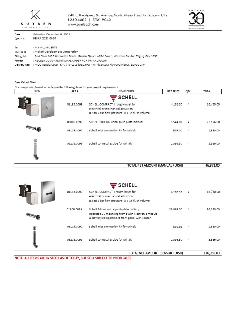 12092023.r1 - MDC Azuela Cove Additional Urinal Flush | PDF | Receipt