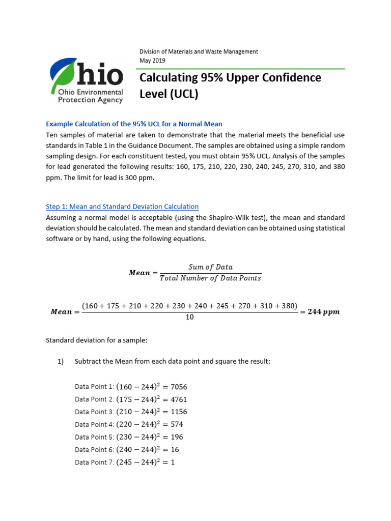 95% Upper Confidence Limit Calculation | PDF | Statistics ...