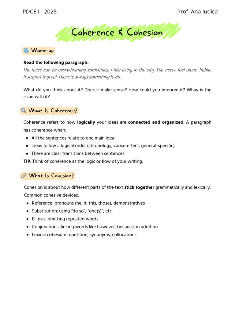 Coherence & Cohesion | PDF | Human Communication | Syntax