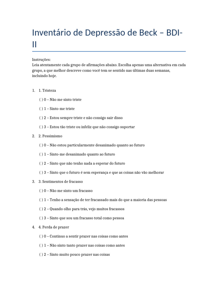BDI-II Escala Completa | PDF