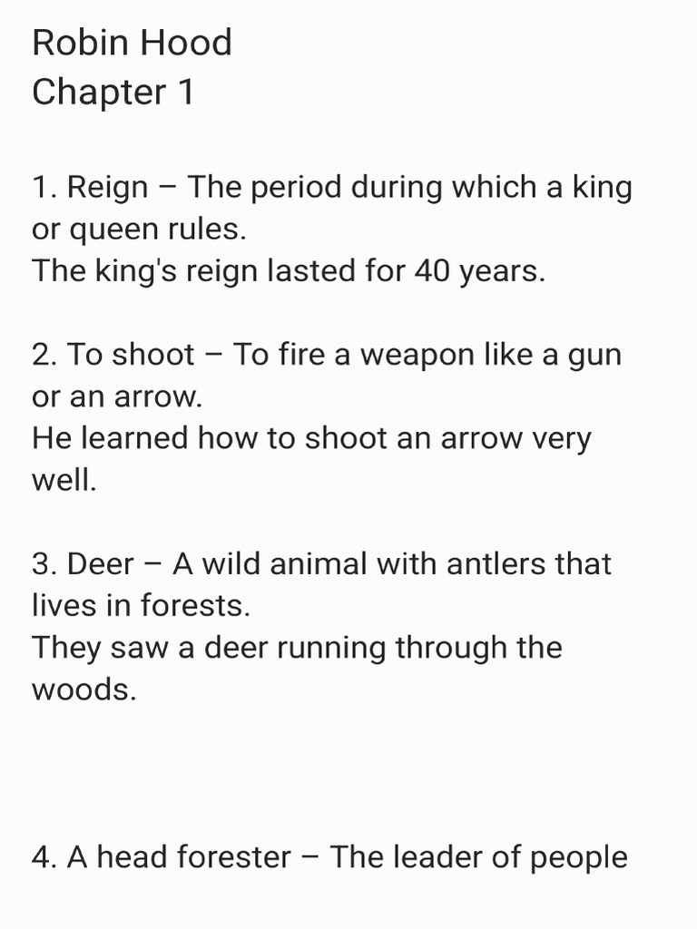 Vocabulary - Robin Hood 1 | PDF