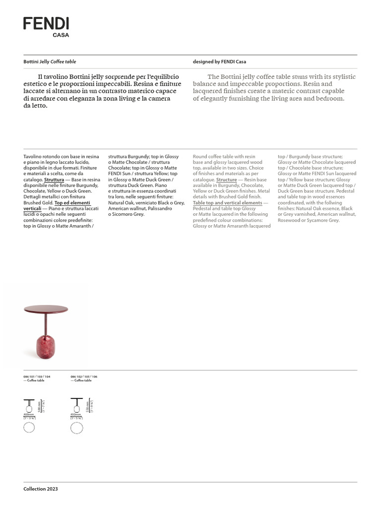 Fendi Casa - Bottini Jelly - 2023 | PDF | Forest Products | Glassforming Liquids And Melts