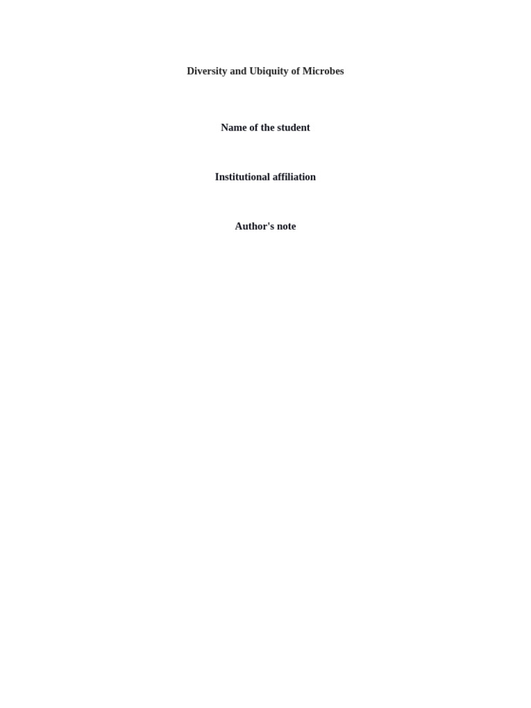 Microbial Diversity and Ubiquity Study | PDF