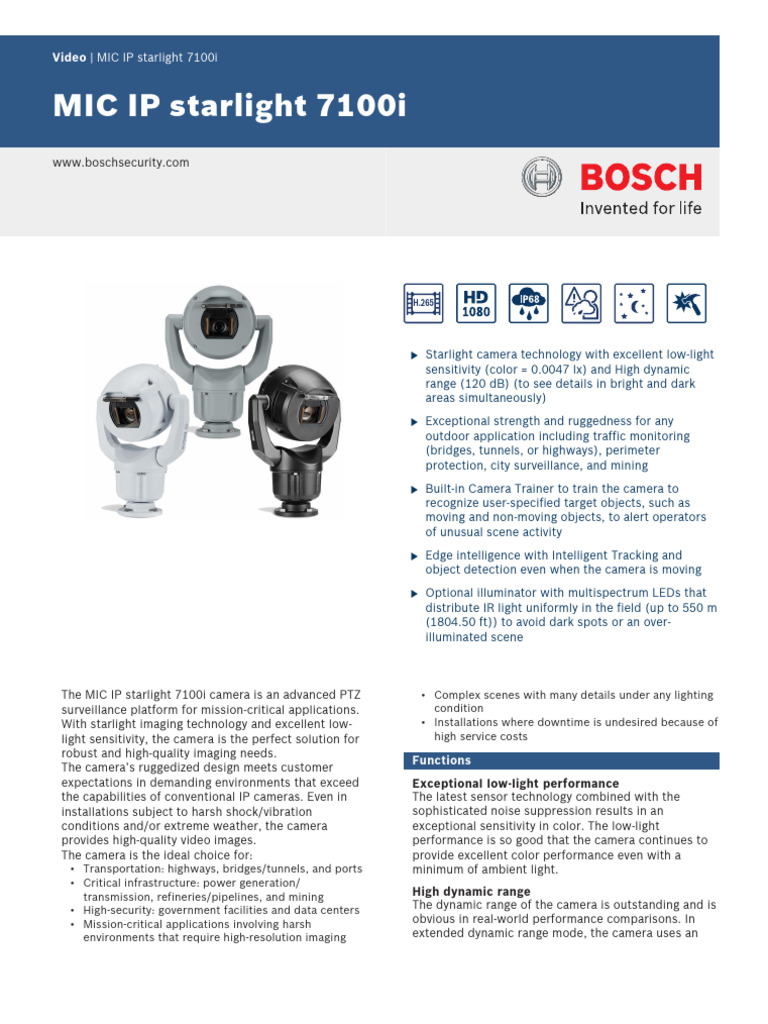 MIC IP Starlight 7100i Datasheet 51 en 68540570251 Final | PDF | Camera ...