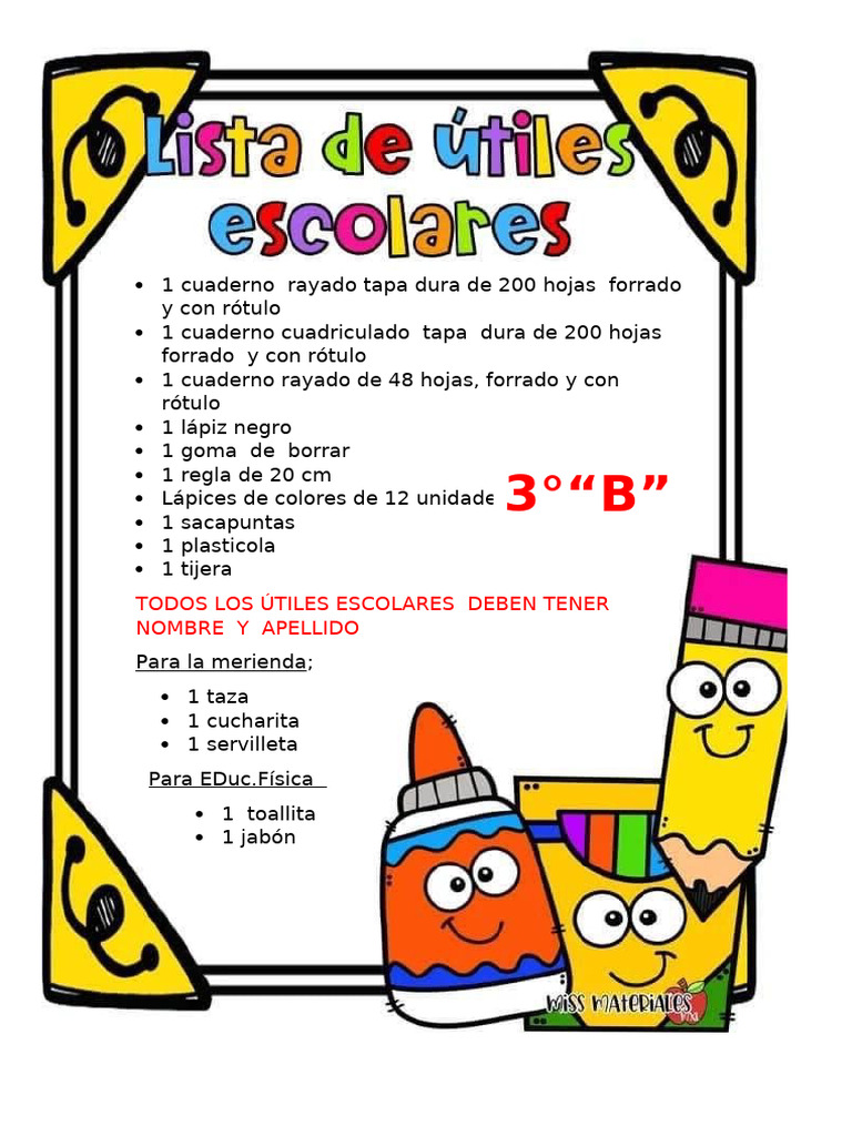 Lista de Útiles | PDF